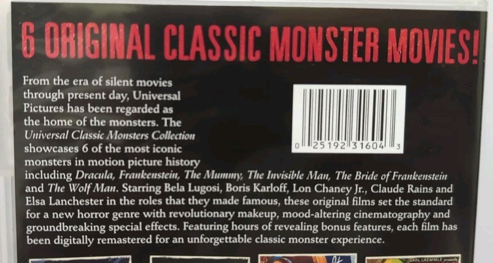 UNIVERSAL CLASSIC MONSTERS COLLECTION - 6 DISC SET DVD 25192316043| eBay