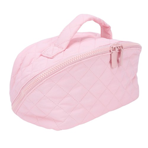 Pink Lay Flat Travel Makeup Bag For Women 180° Lay Flat Water Proof ...