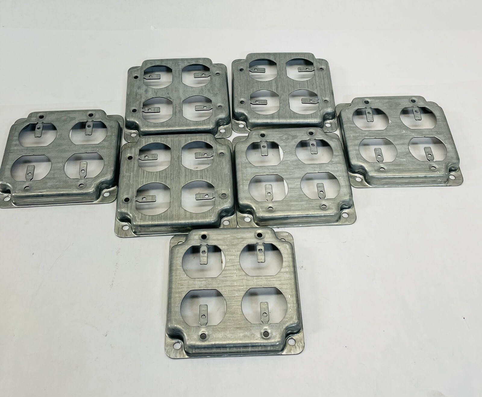 LOT OF 7 Hubbell Raco 907C Electrical Box Cover 2-Gang 4" L 1/2" Raised ...