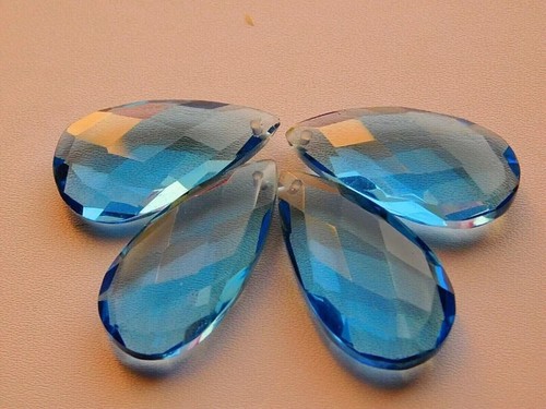 4 Pcs Hydro London Blue Quartz Pear Cut Faceted Top Front To Back ...