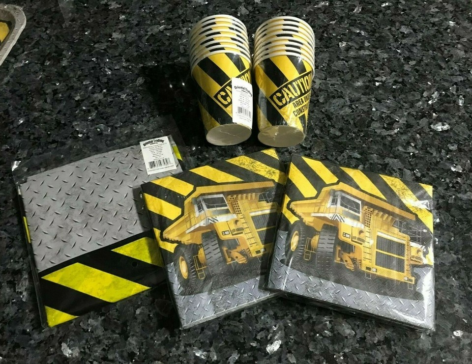 CONSTRUCTION ZONE Theme Birthday Party Pack Napkins Tablecover Plates ...