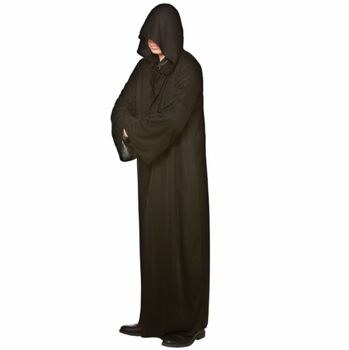 Adult Halloween Black Hooded Grim Reaper Robe Fancy Dress Costume ...