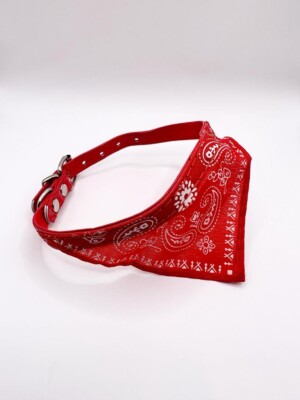 Red Puppy Neckerchief Scarf Bandana Adjustable Faux Leather Pet Neck ...