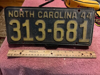 North Carolina NC License Plate 1944 313 681 | eBay