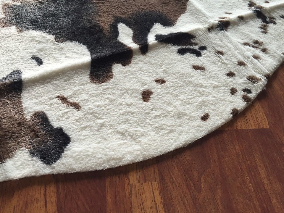 Faux Fur Cowhide Area Rugs Cow Skin Hide Leather Carpe 3.6x2.5 Ft Home ...