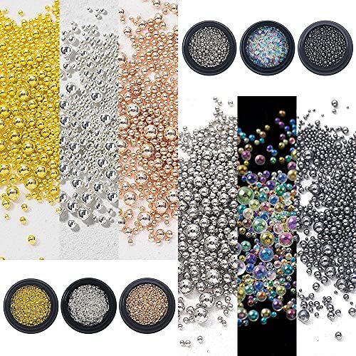 6 Boxes Nail Art Beads Nail Art Metal Balls Nail Beads For Nail Caviar ...