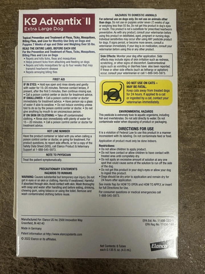 K9 Advantix II Flea Tick Treatment - 6 Pack for Extra Large Dogs Over 55 lbs | eBay