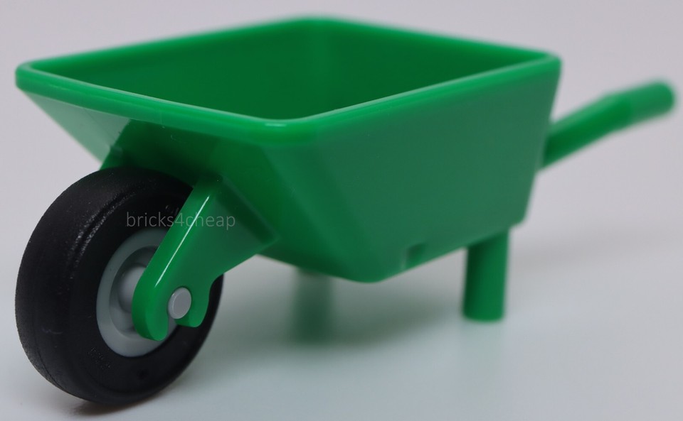 Lego Green Minifig Utensil Wheelbarrow Complete Assembly with Tire | eBay