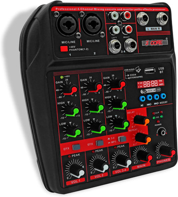 Audio Mixer 4 Channel DJ Mixing Board Small Bluetooth USB Analog ...