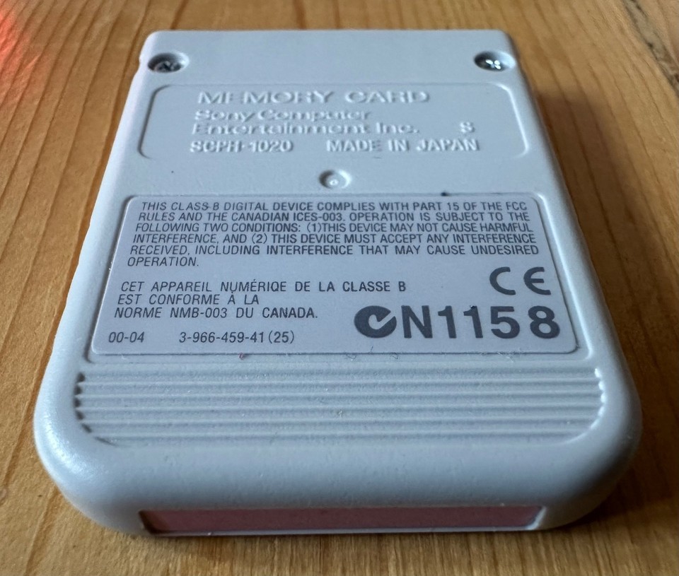 OFFICIAL SONY PLAYSTATION ONE MEMORY CARD HARDLY USED + STICKERS GREY ...