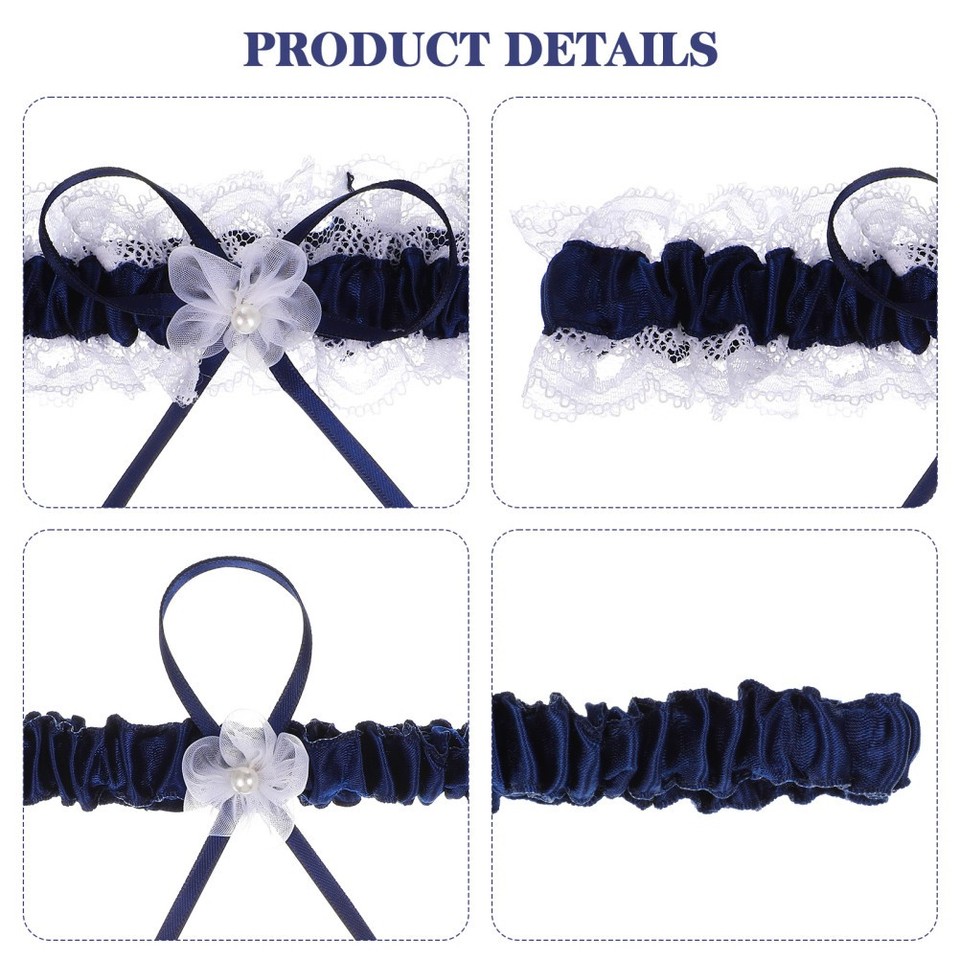 1 Pair of Bridal Garters Beautiful Lace Ring Floral Design Leg Band for ...