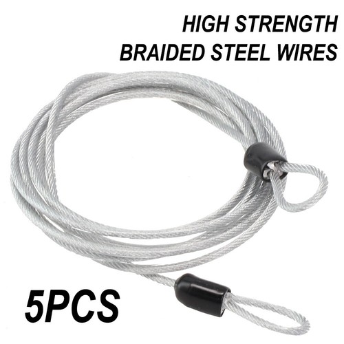 5pc Set of Lock Wire Braided Steel Cable Ideal for Secure Bike Locking ...