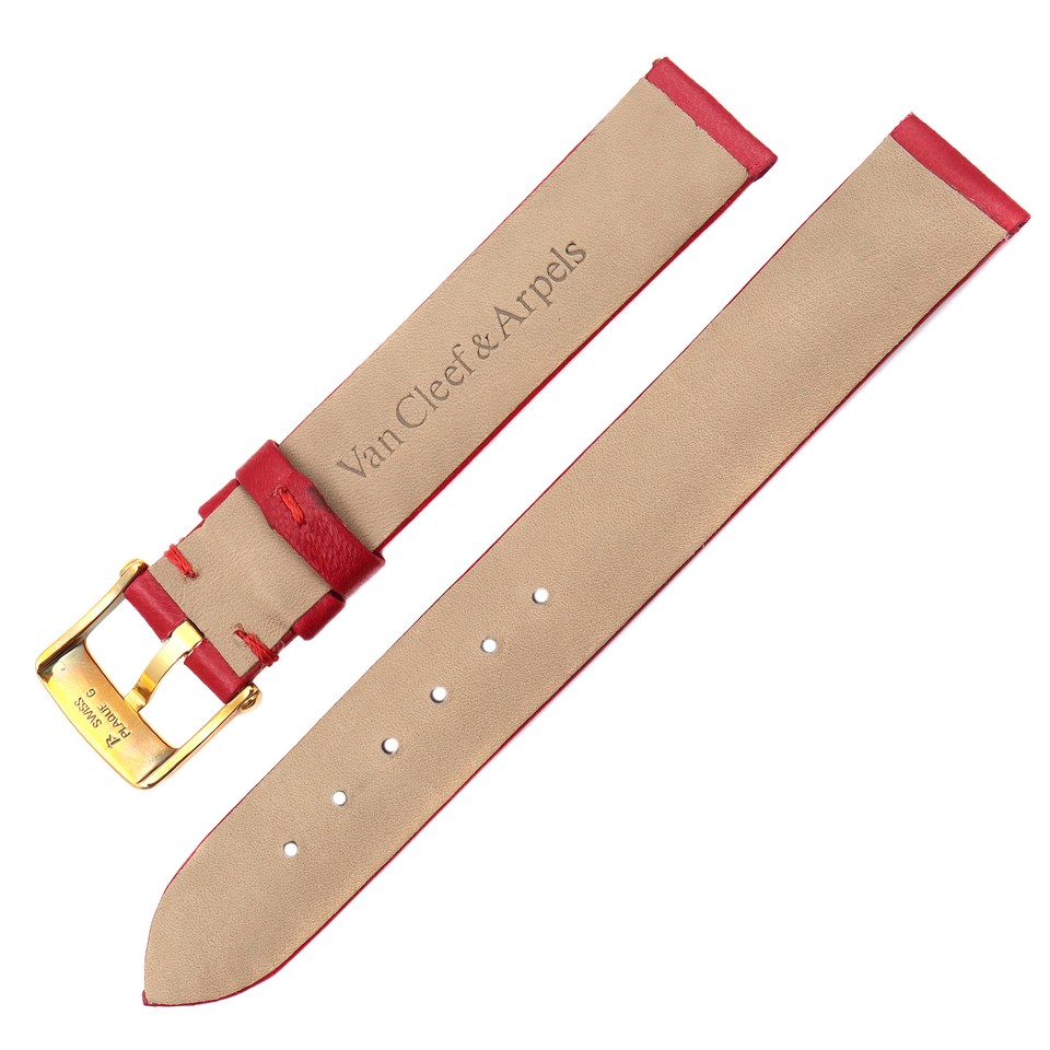 Van Cleef & Arpels 14mm Red Leather Yellow Gold Plated Buckle Womens ...