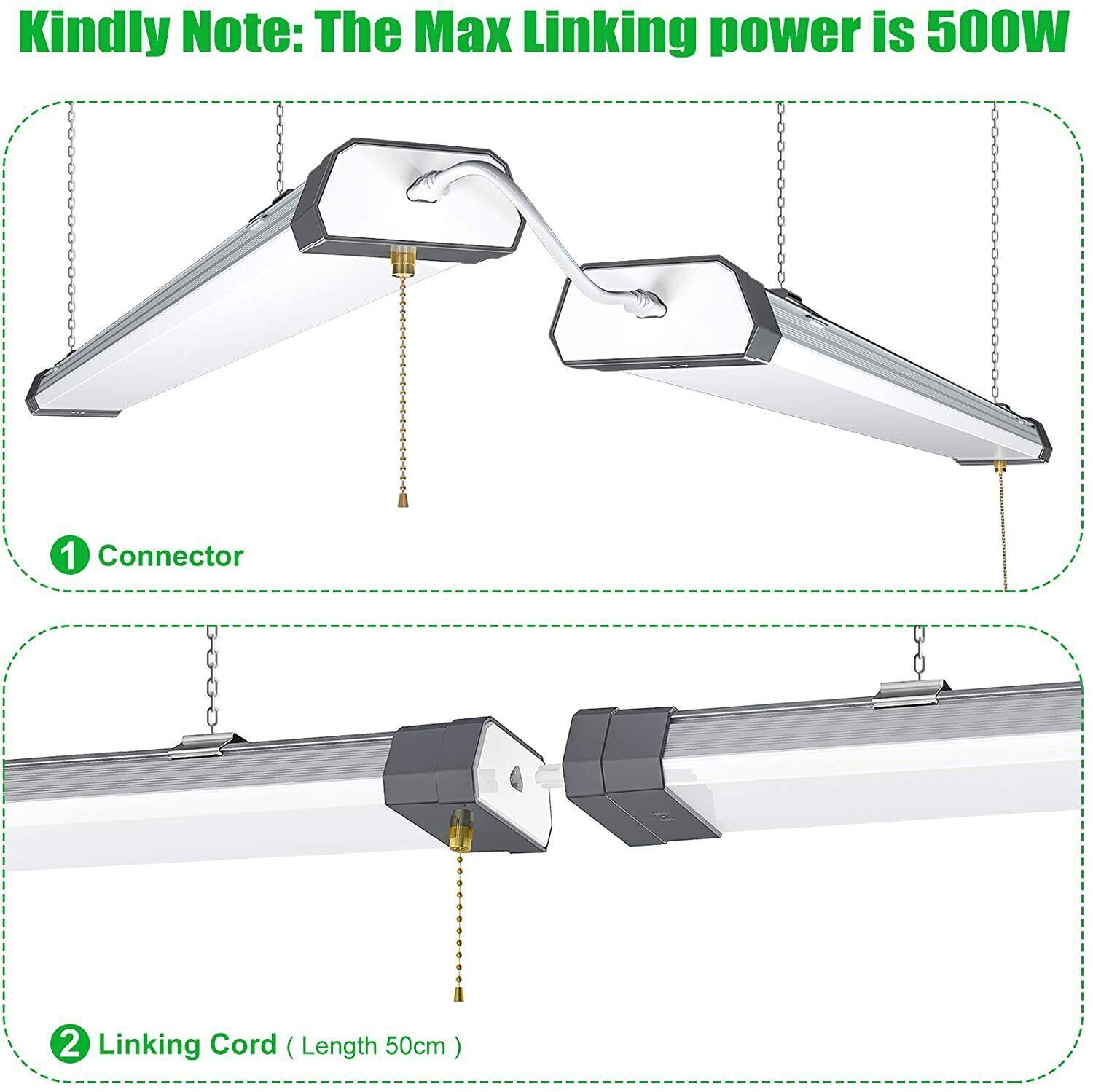 2Pcs LED Shop Light Linkable 100W Garage Workbench Ceiling Linear Tube ...