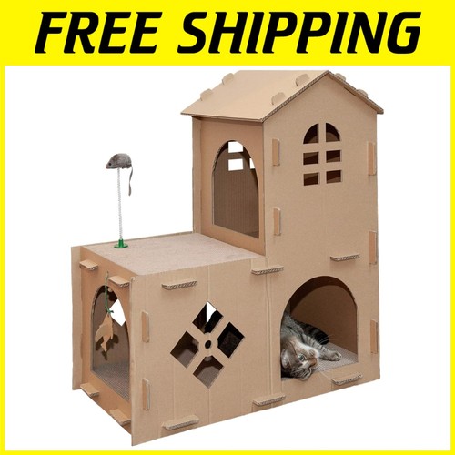 Spacious Cat Hideout with Scratching Pads & Catnip - Perfect for Indoor ...