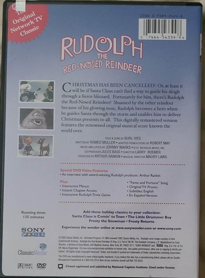 Rudolph the Red-Nosed Reindeer (DVD) 74645433998| eBay