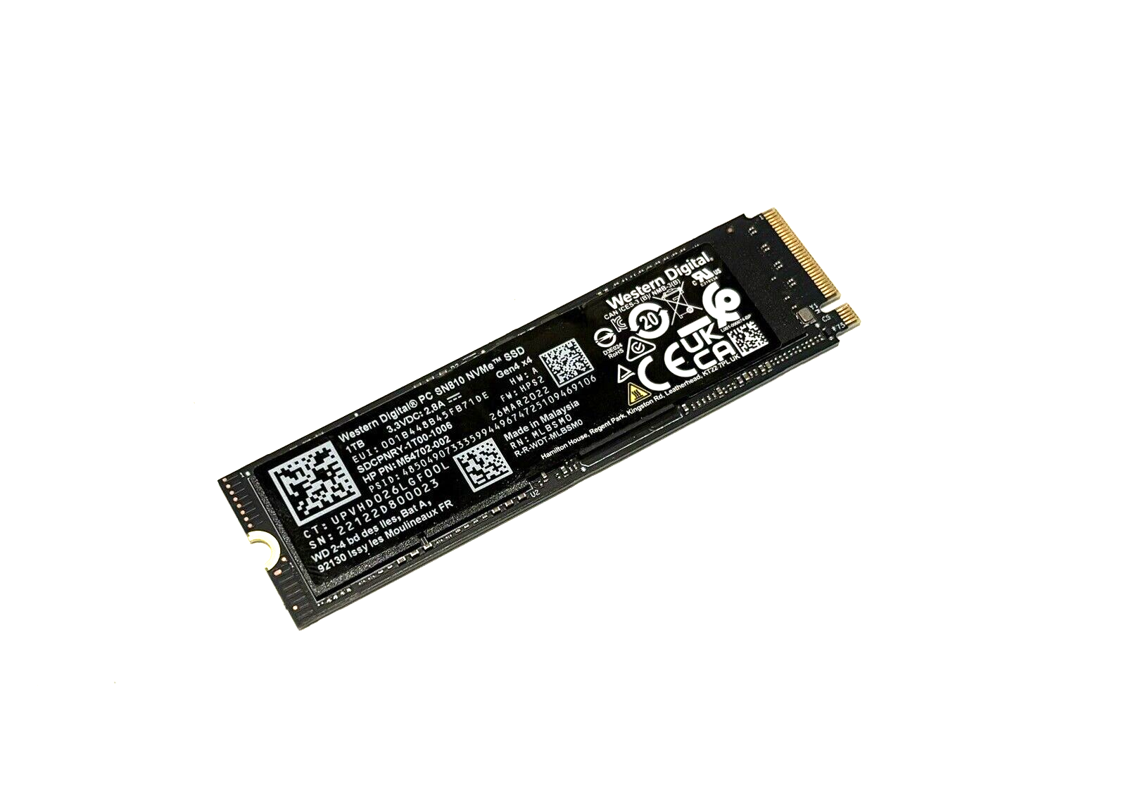 SDCPNRY-1T00-1006 M54702-002 Western Digital 1TB SN810 NVMe SSD PCIe ...
