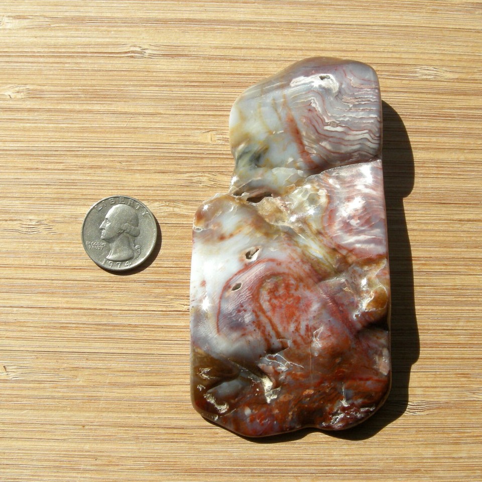 Plume Agate Crystal Polished Stone Slice Red & Gray Smoke Banding End ...