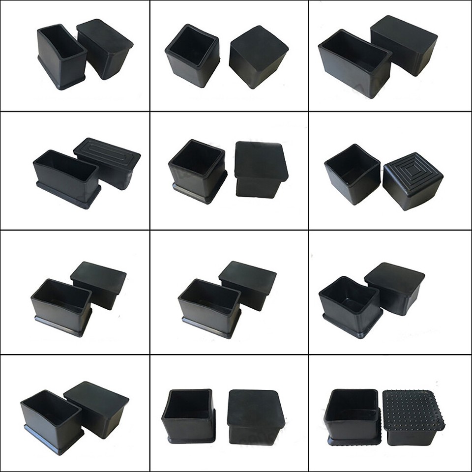Table and Chair Leg Cover Outer Cap Rubber Rectangle Pad Stool ...