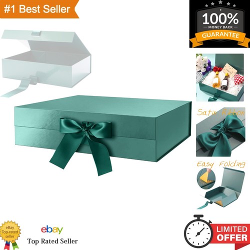 Luxury Green Magnetic Gift Box with Ribbon - 13x9.7x3.4 Inches Perfect ...