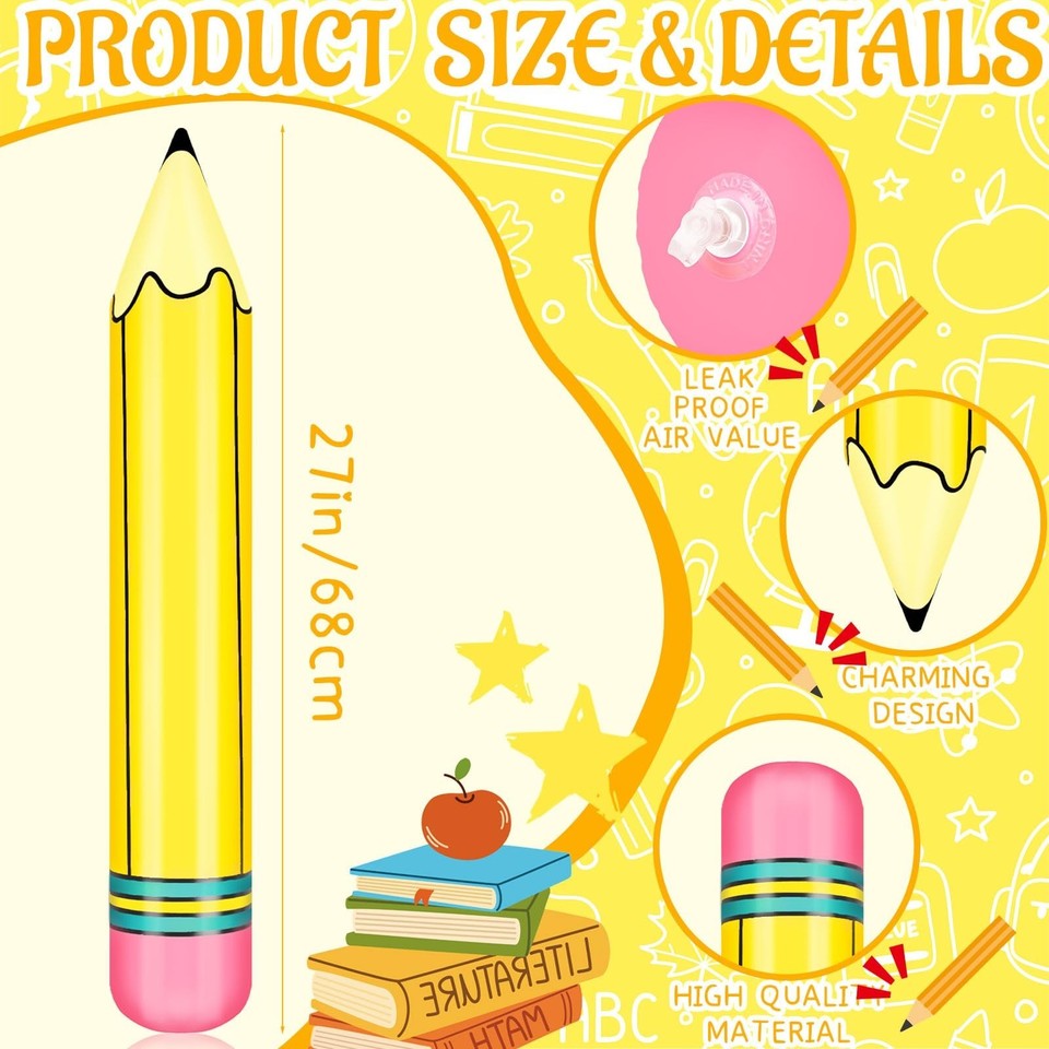 Denylo pro 27 Inch Giant Large Inflatable Pencil Back to School ...