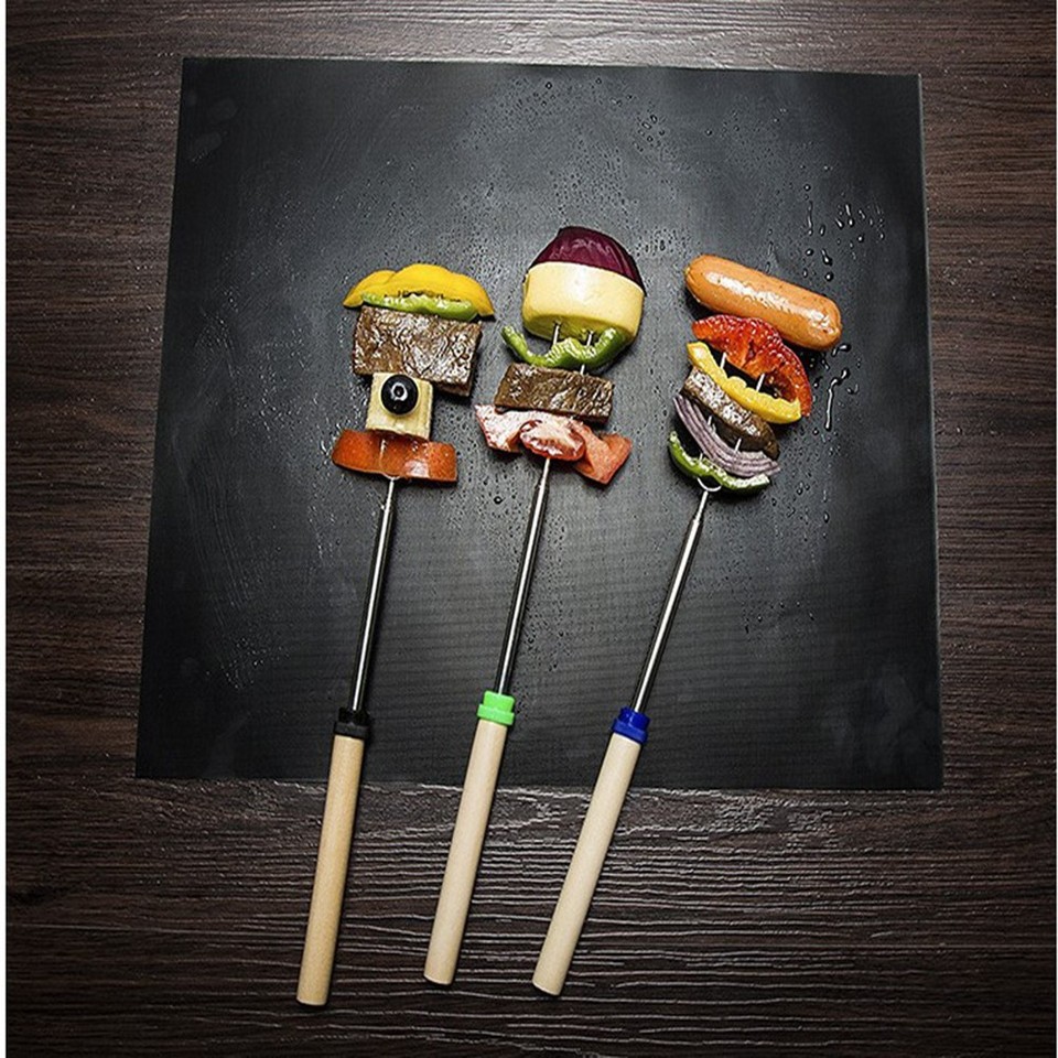 3pcs x 0.2cm BBQ Oven Grill Mat Heat Non-Stick Outdoor BBQ Grill Sheet ...