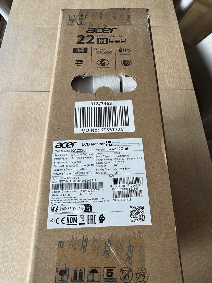 Acer Ka2 Series 22 Inch Monitor Brand New | eBay UK