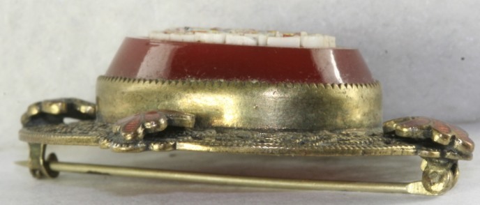 VICTORIAN ANTIQUE MICROMOSAIC ENAMEL PIN IN CARNELIAN | eBay