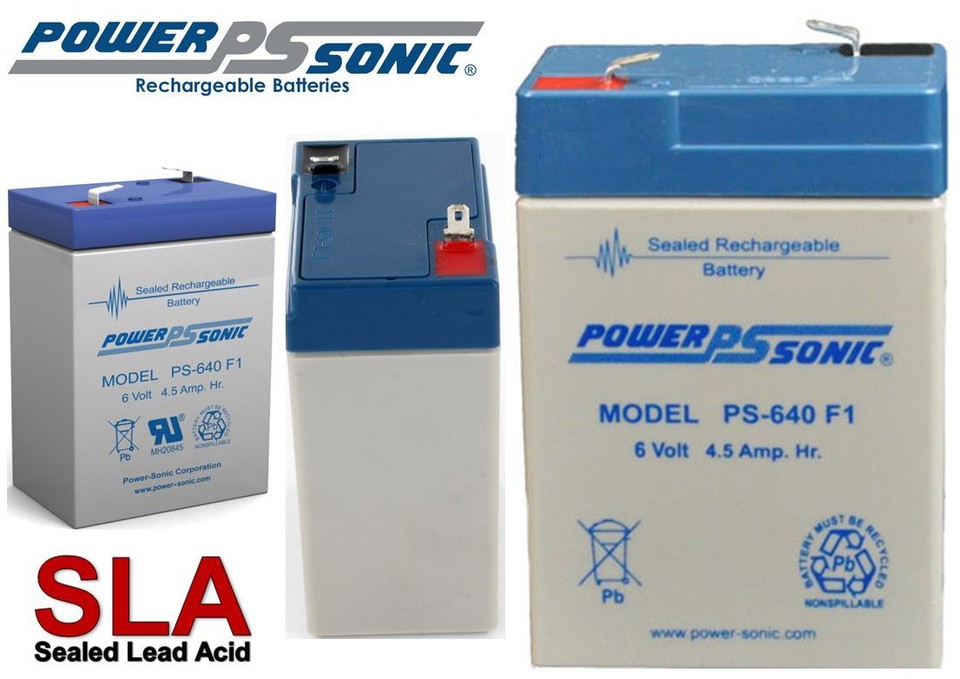 Power-Sonic 2 Pack - 6V 4.5Ah PS-640, PS640F1, UB645 Replacement SLA ...