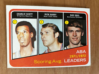1972-73 Topps ABA Scoring Avg Leaders #259 Charlie Scott Rick Barry Dan ...