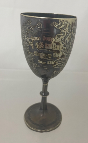 1892 Eton College Trophy Cup Goblet Silver Plate 'T G Statter' One Mile ...
