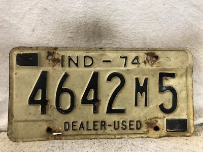 Vintage 1974 Indiana Used Dealer License Plate | eBay