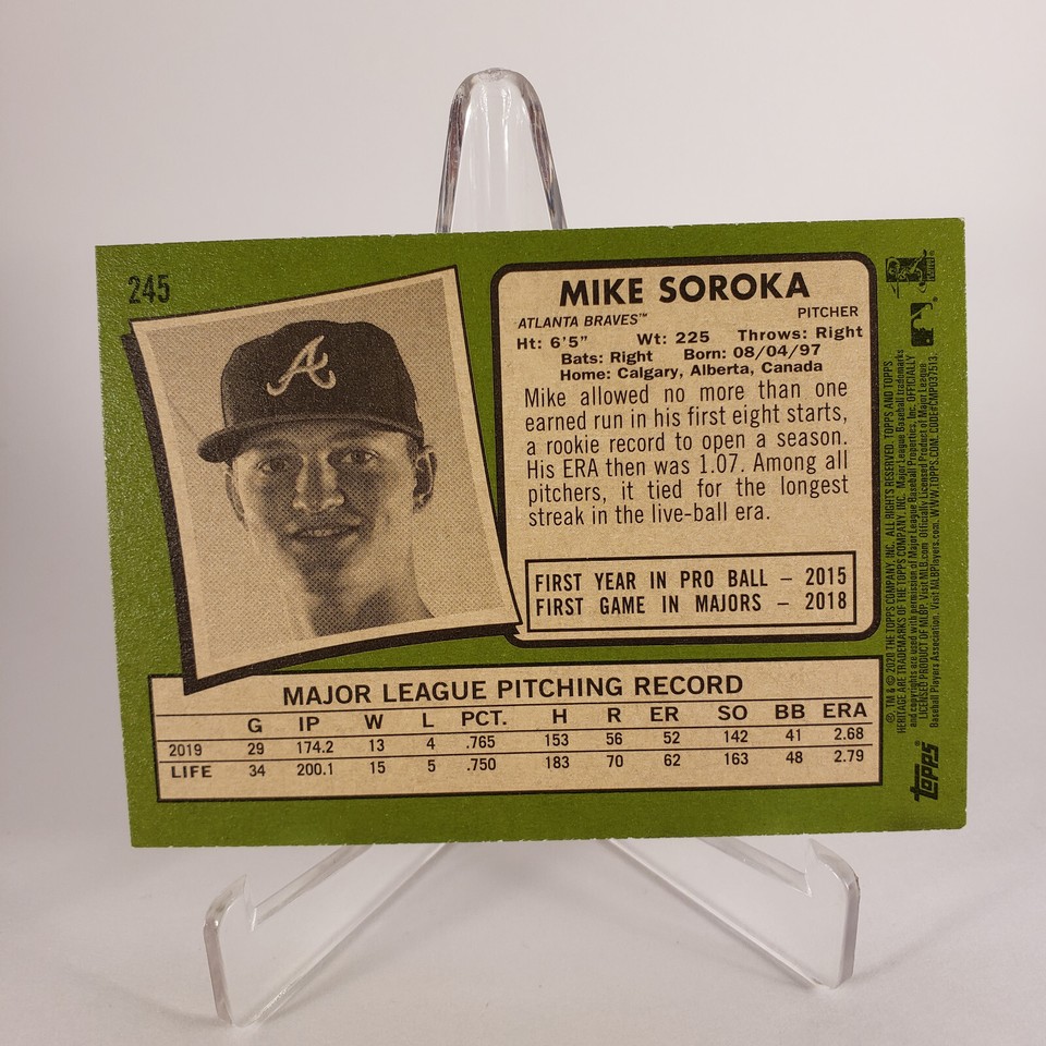 Mike Soroka 2020 Topps Heritage #245 All-Star Rookie Trophy Atlanta ...