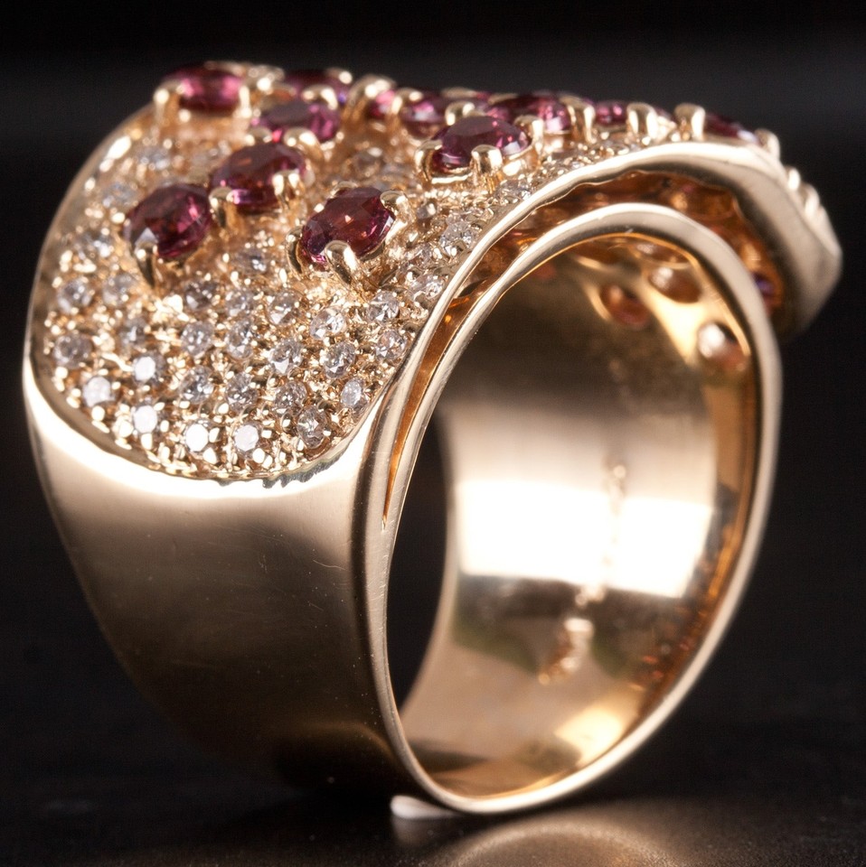 14k Yellow Gold Rhodolite Garnet Diamond Sonia B Design Ring 3.46ctw 15.07g | eBay