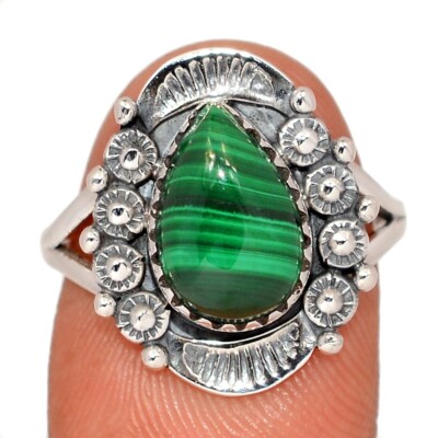 Southwest - Natural Malachite 925 Sterling Silver Ring Jewelry s.8 ...