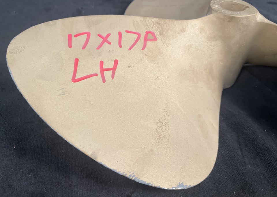 17" x 17 Pitch 3 Blade Left Hand Counter Bronze Inboard Boat Propeller ...