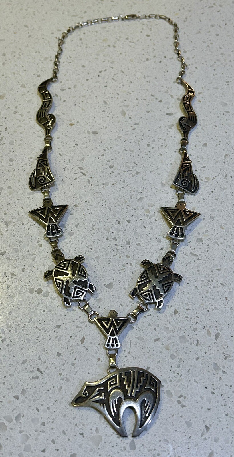 JR Silversmiths Sterling Silver Native Overlay Neckla… - Gem