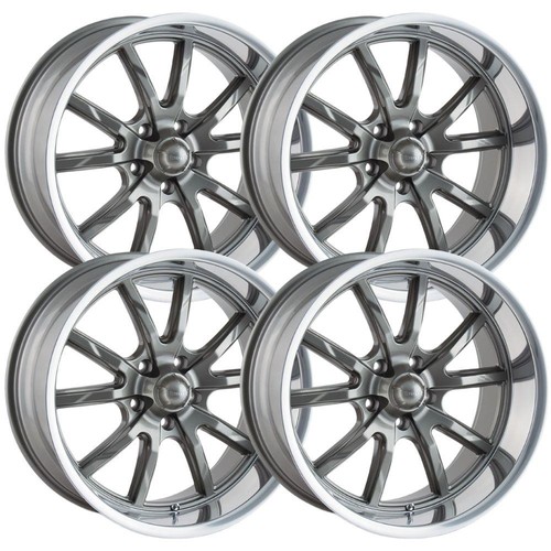 (Set-4) Ridler 650 20x8.5 + 20x10 5x127 0mm Staggered Grey Wheels Rims ...