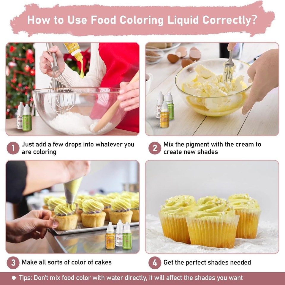 Food Coloring Liquid Set,18 Colors x 10ml Food Grade Food Dye-0.35 Fl ...