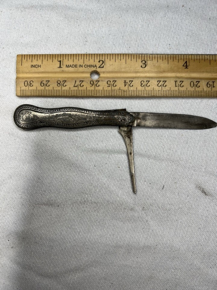 Vintage French COIN Pocket Knife,Ornate Nickel Silver Handle,Blade ...
