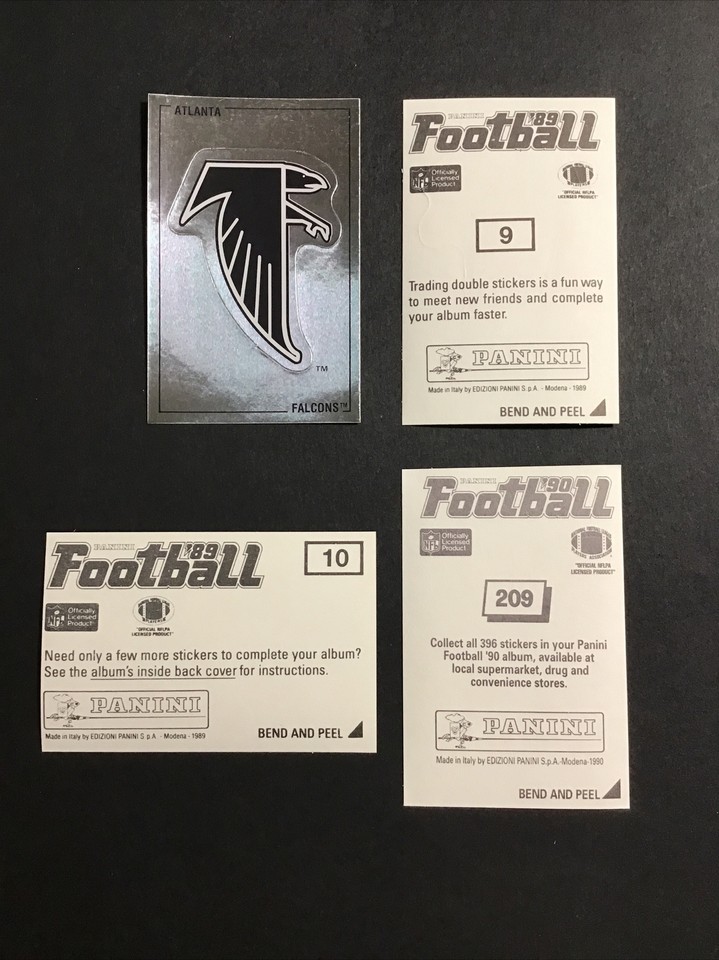 (4) Atlanta Falcons TEAM STICKERS - 1989 1990 Panini NFL Sticker B118 ...
