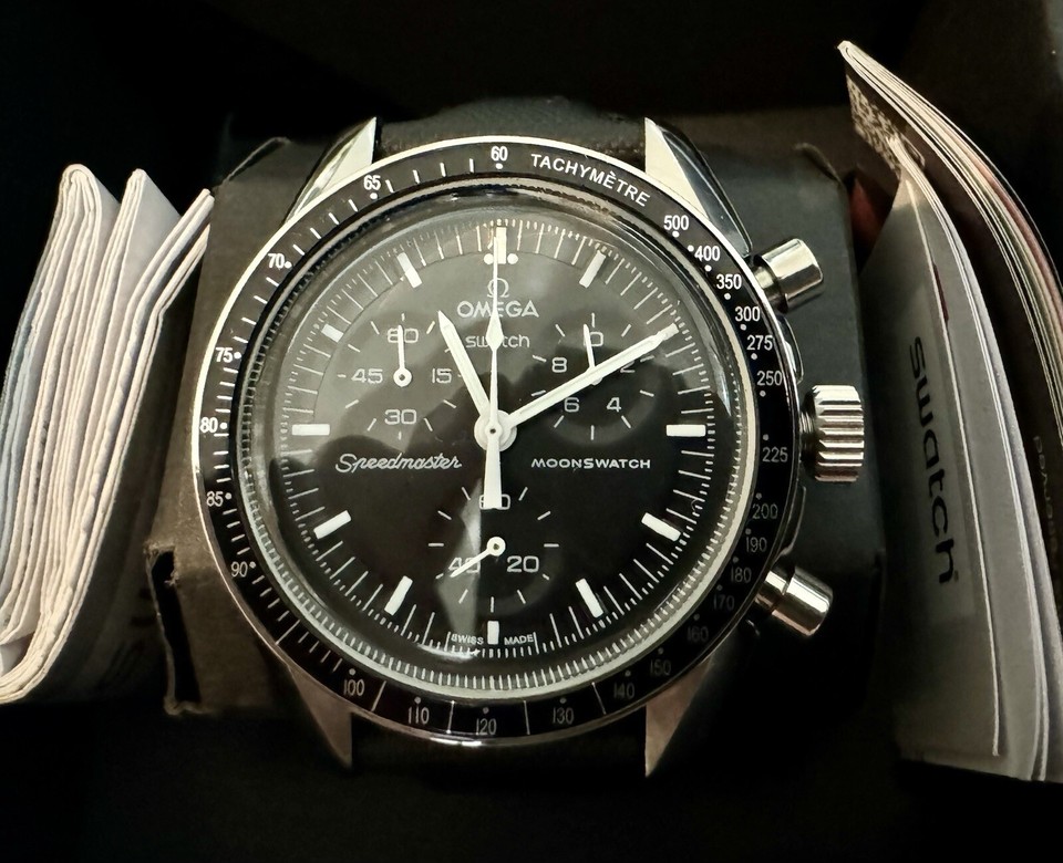 Swatch Omega Mission to the Moon Stainless Steel Case Mod Sailcloth ...