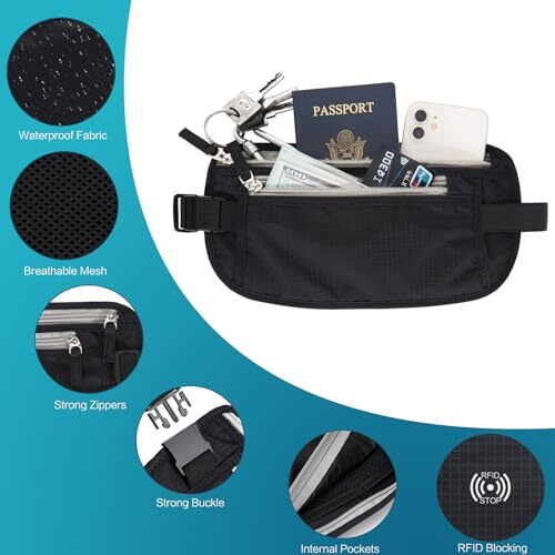 RFID Money Belt for Travel Hidden Money Belt for Men & Women Travel ...