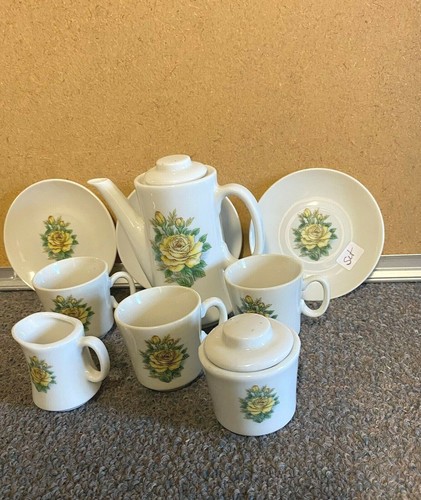 Vintage Child's Yellow Rose Tea Set for 3. Owned by a famous child ...