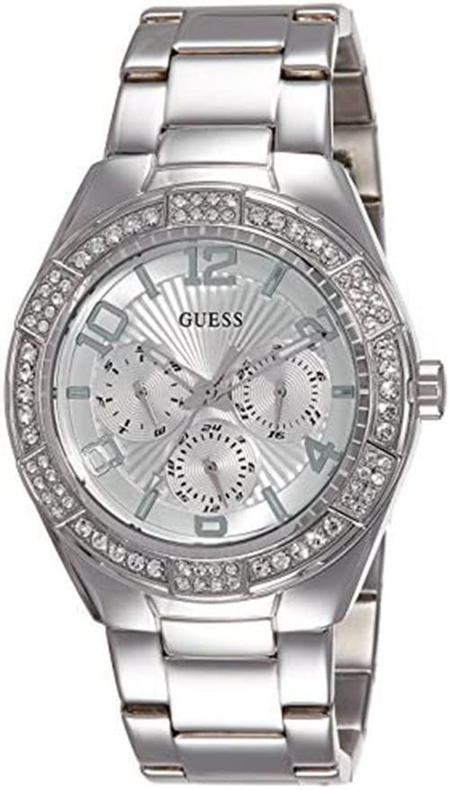 Guess Analog Silver Dial Stainless Steel Crystal Round Women's Watch ...