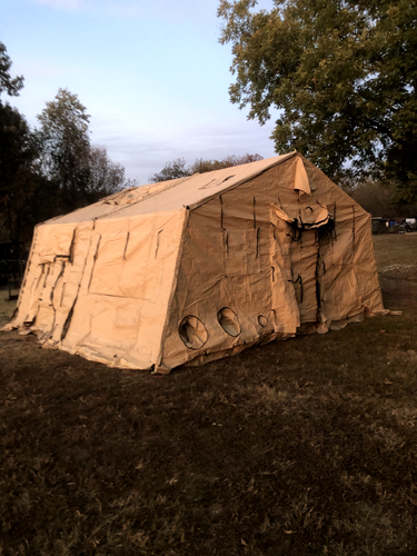 MILITARY SURPLUS 20 x16 TEMPER TENT VINYL CANVAS TAN CAMP HUNTING US ...