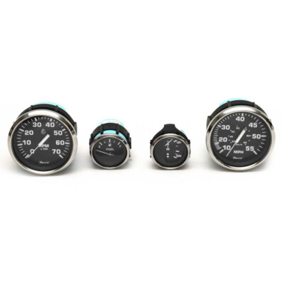 Faria Boat Gauge Set | Euro Stainless Series Black Domed (4 PC) | eBay