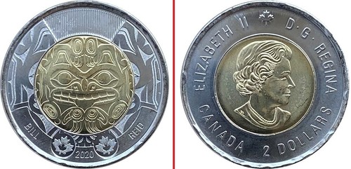 2020 2 $ BILL REID HAIDA ART CANADA 🍁💲 Commemorative Dollar Coin Toonie ...