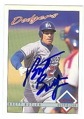 Brett Butler autographed baseball card (Los Angeles Dodgers) 1993 O Pee ...
