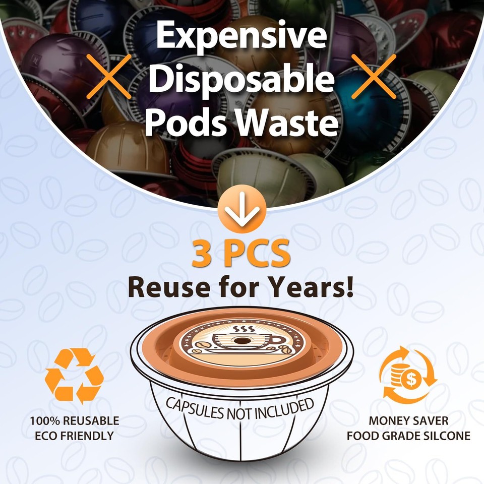 Reusable Lids for Nespresso Pods Vertuo 3pcs Food Grade Silicone Caps ...